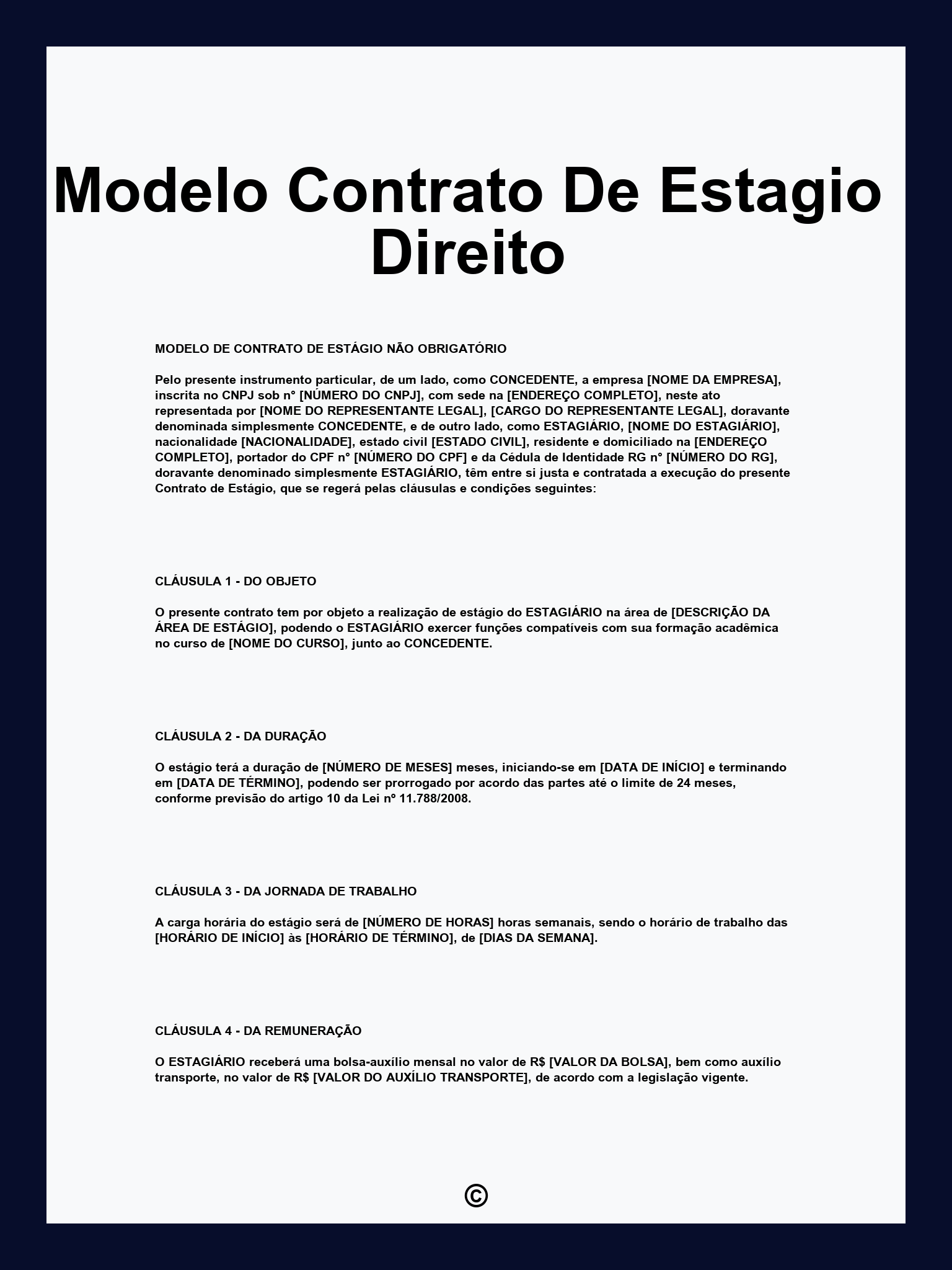 Modelo Contrato De Estagio Direito