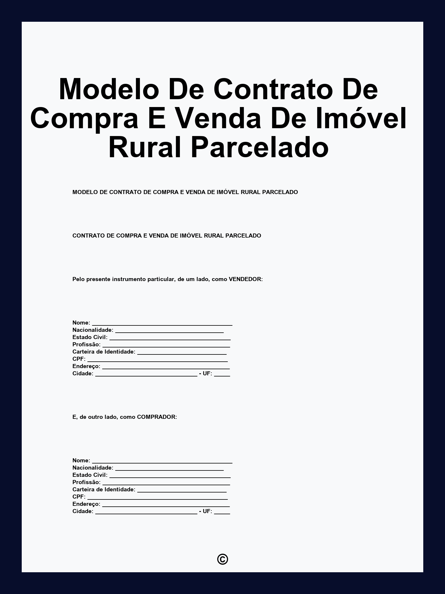 Modelo De Contrato De Compra E Venda De Imóvel Rural Parcelado